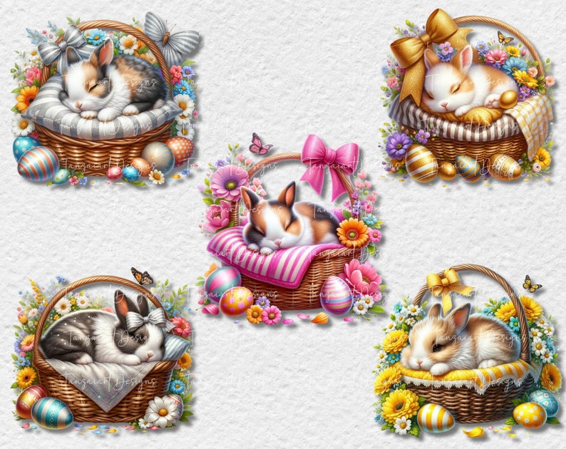 Easter Bunny in a Basket Clipart Bundle, Easter Clipart, Easter ...