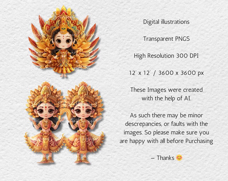 Bali Dancer Dolls Clipart, Traditional Fussycuts Balinese, Stickers ...