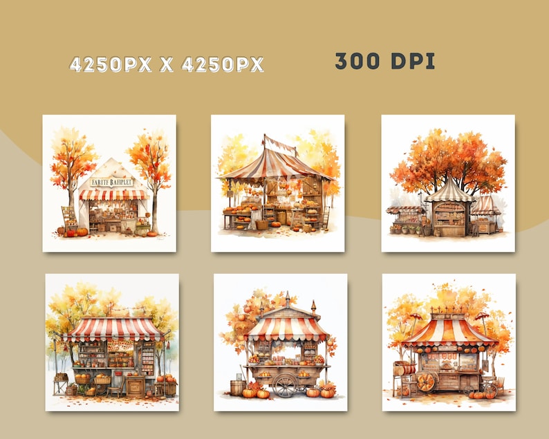 Watercolor Fall Autumn Fair Clipart, 20 High Quality JPG Files ...
