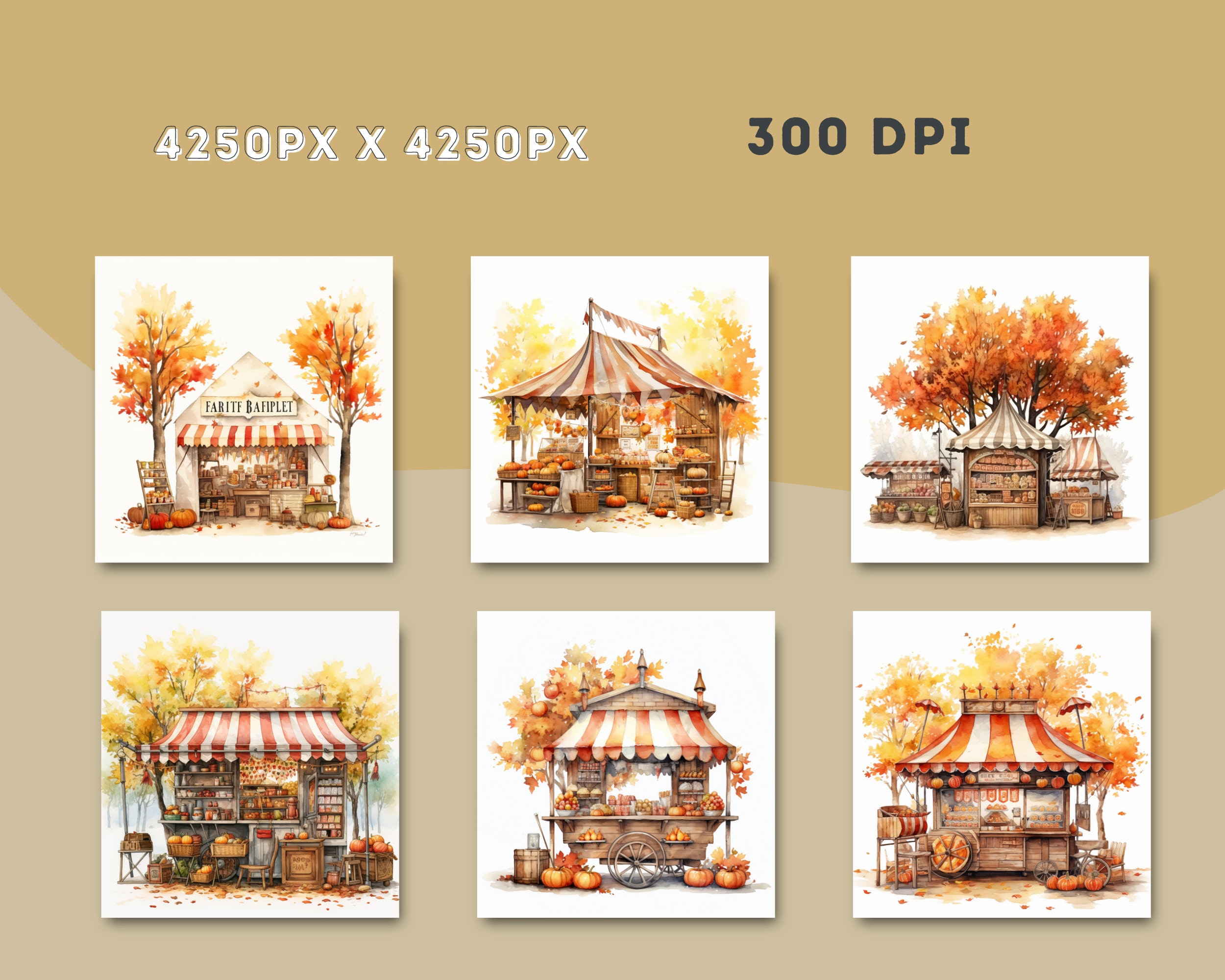 Watercolor Fall Autumn Fair Clipart, 20 High Quality JPG Files ...