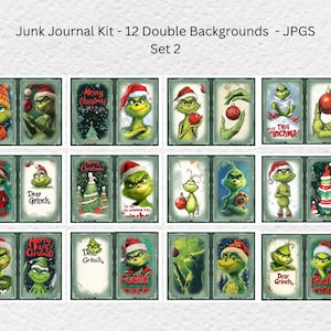Cute Green Monster Junk Journal Kit Clipart Bundle - Watercolor ...