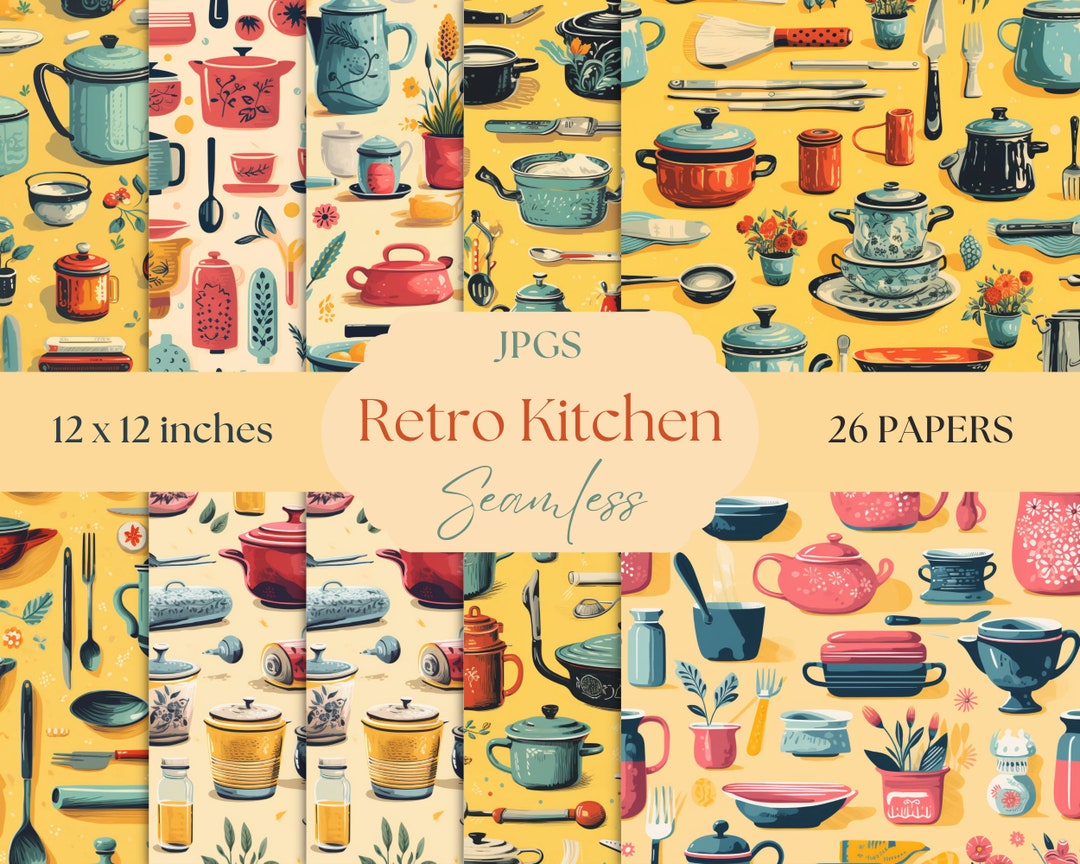 RETRO KITCHEN, Vintage, Kitchen Appliances, Seamless Repeat Pattern ...