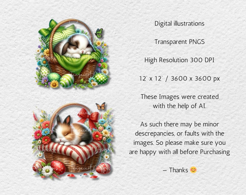 Easter Bunny in a Basket Clipart Bundle, Easter Clipart, Easter ...