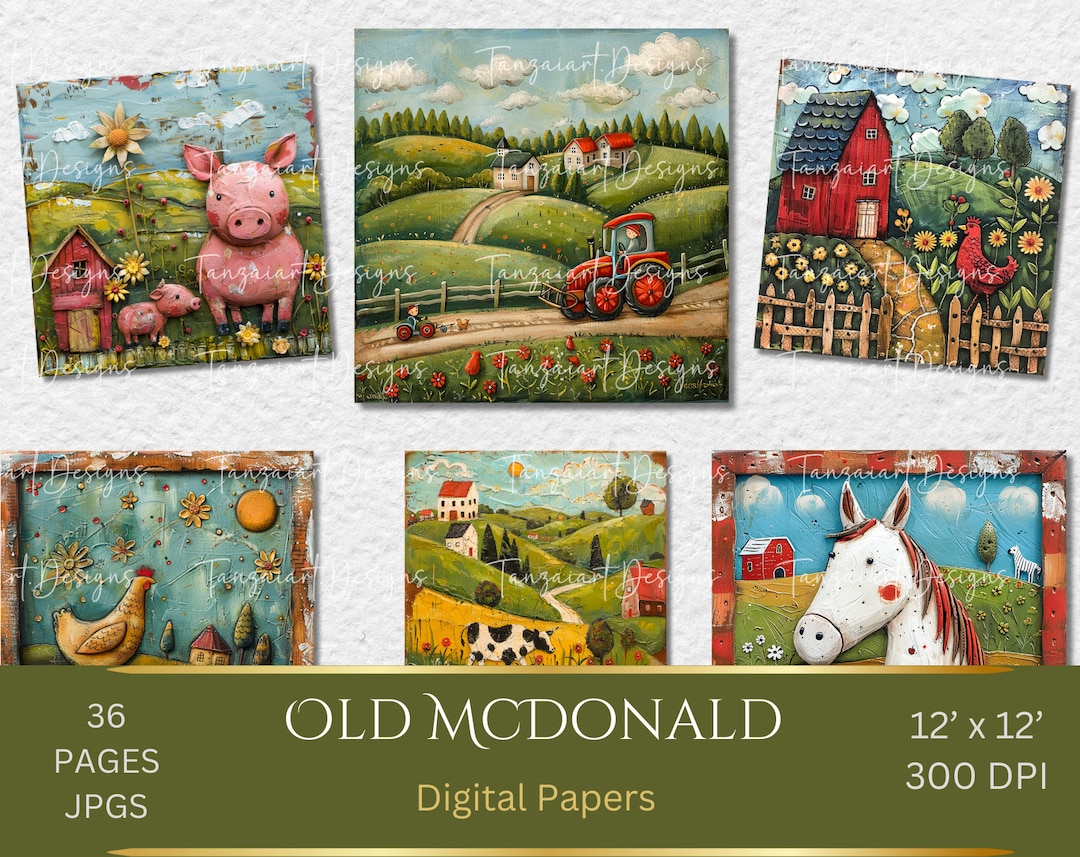 Whimsical Clipart Old Mcdonald Had a Farm Nursery Rhymes Digital ...