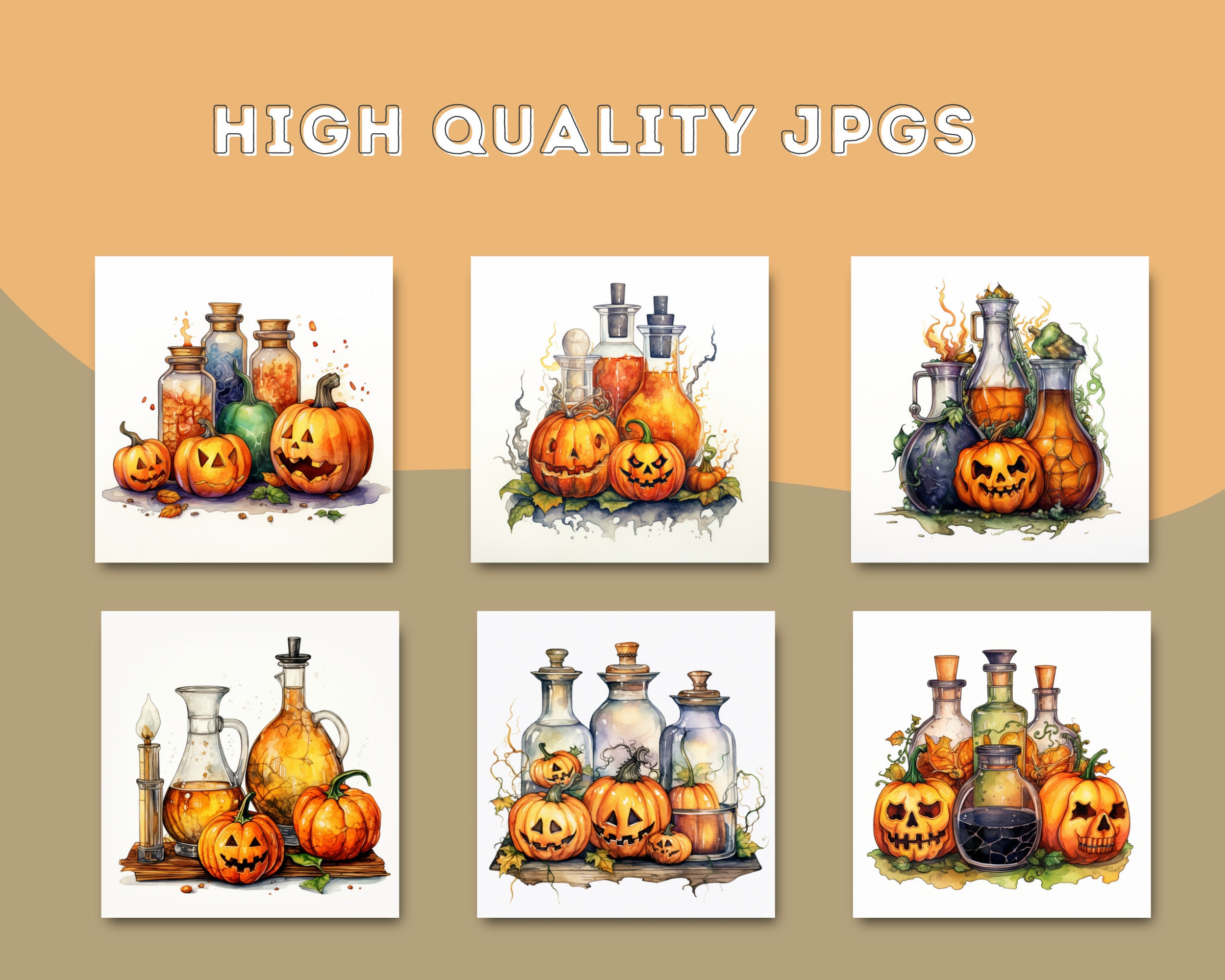 Watercolor Magic Potion Clipart | Halloween JPG | Witch Clipart Bundle ...