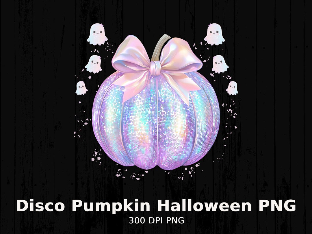 Pastel Disco Pumpkin Halloween PNG, Retro Digital Download, Spooky ...