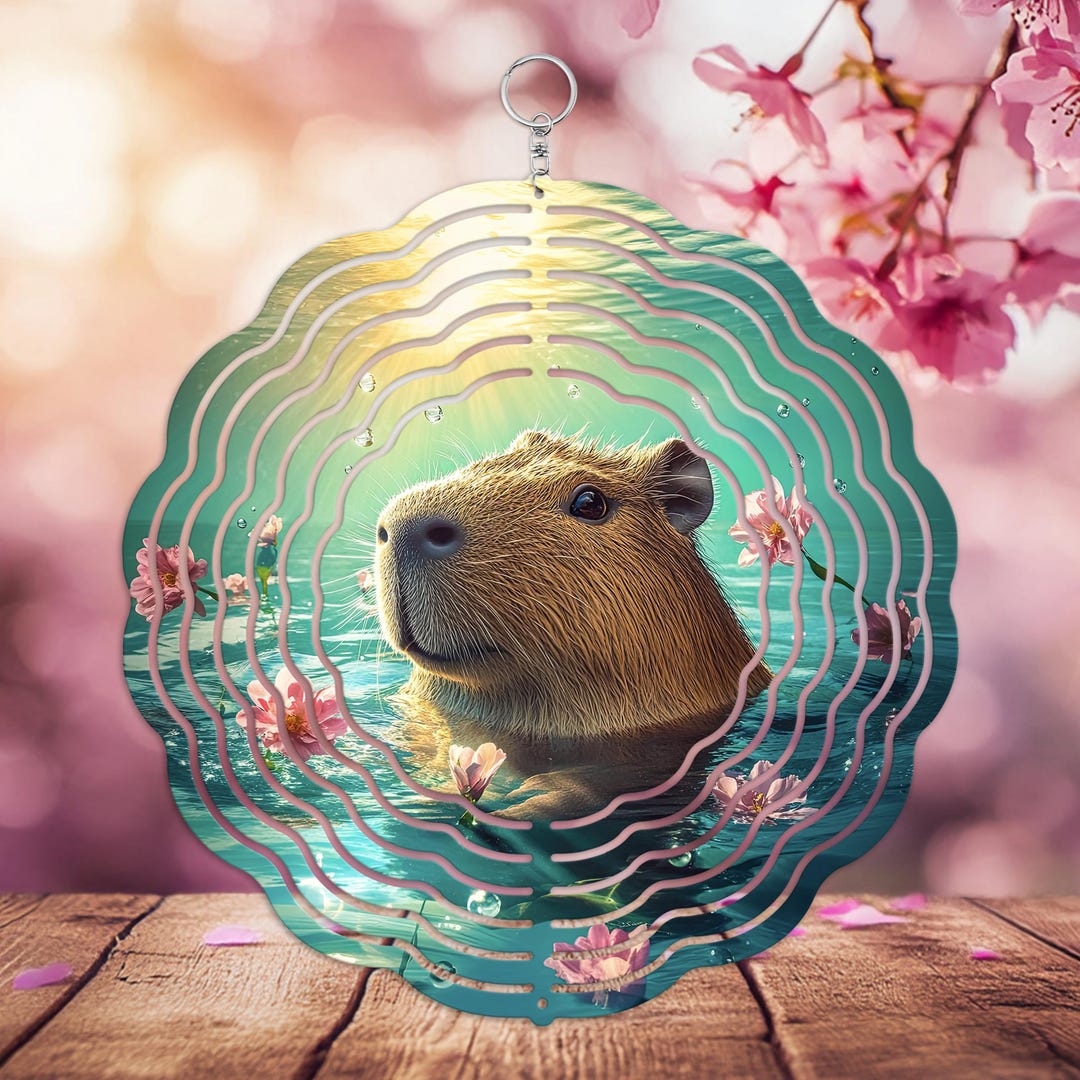 Floral Capybara Wind Spinner Sublimation Design, Capybara Wind Spinner ...