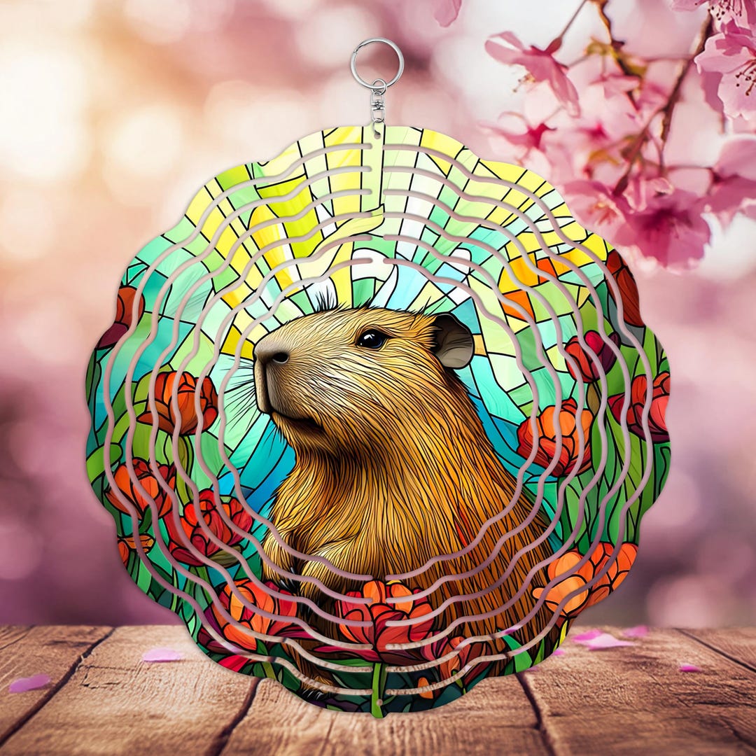 Capybara Stained Glass Style Wind Spinner Design, Capybara Wind Spinner ...