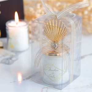 Custom Sea Shell Candle Favors for Weddings Ocean Theme Thank You Gifts ...