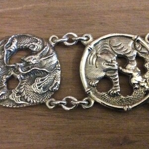 Rare Japanese Solid Silver Tiger Dragon Belt - Solid 900 Silver - 28 ...