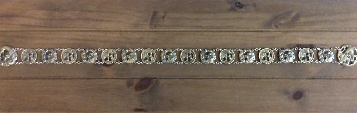 Rare Japanese Solid Silver Tiger Dragon Belt Solid 900 Silver 28 Inches ...