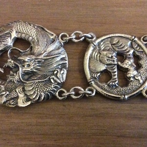 Rare Japanese Solid Silver Tiger Dragon Belt - Solid 900 Silver - 28 ...