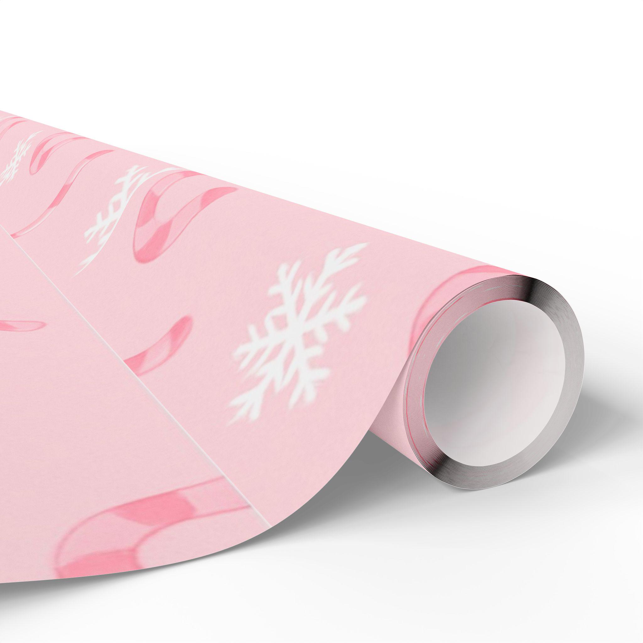 Pink Candy Cane Snowflake Wrapping Paper | Rolled Gift Wrap - Etsy
