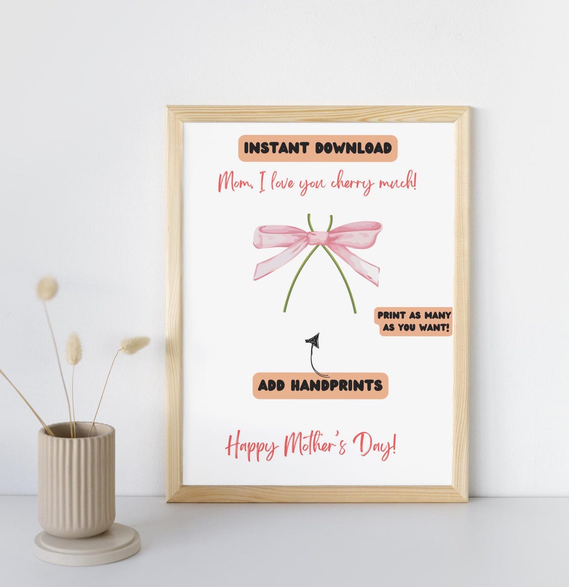 Mother's Day Handprint Craft, Cherry Handprint for Mom, Mother's Day ...