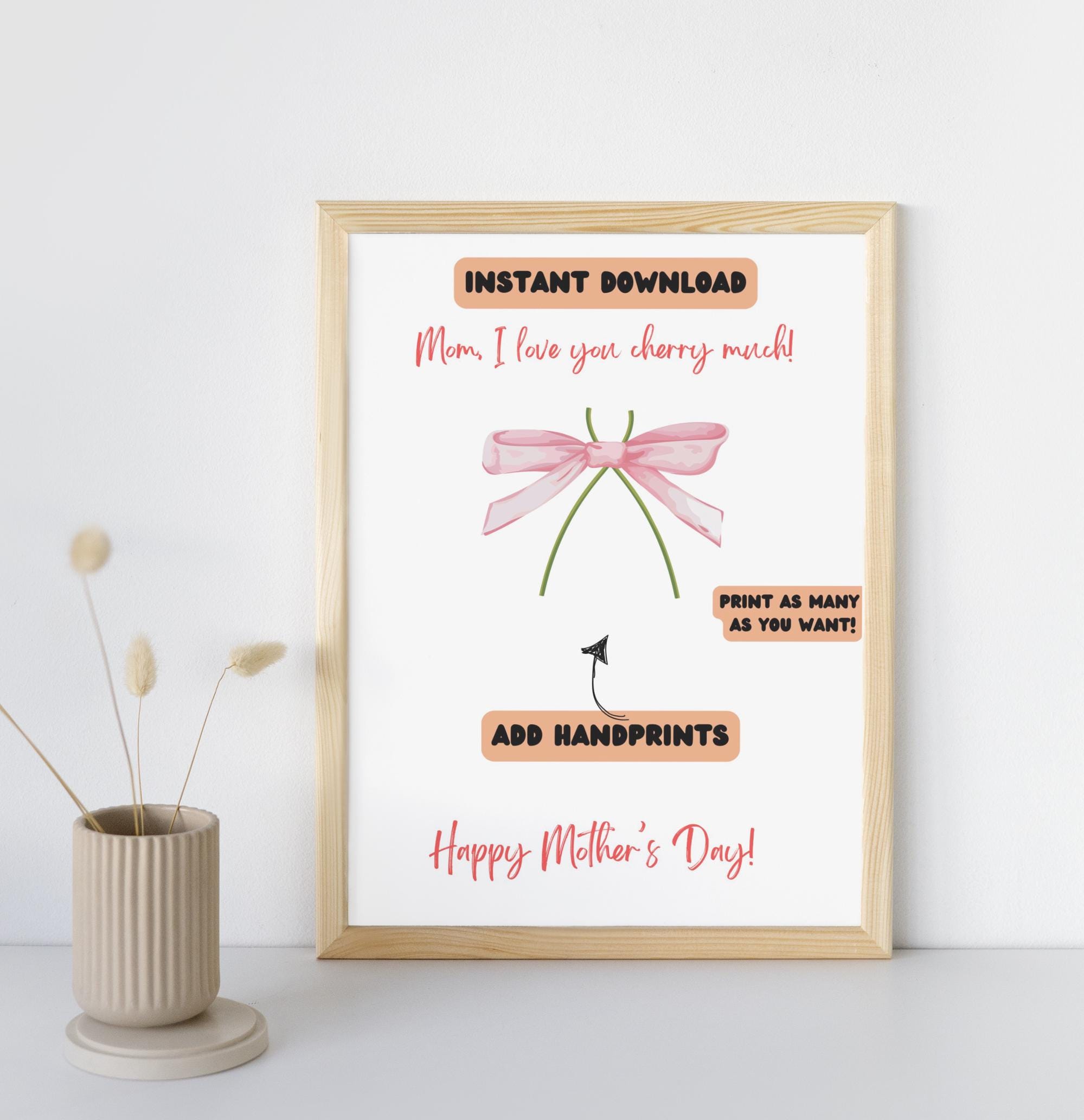 Mother's Day Handprint Craft, Cherry Handprint for Mom, Mother's Day ...