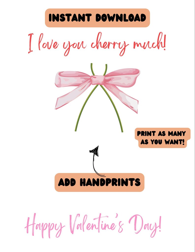 Valentines Day Handprint Craft, Valentines Printable Card, Kids ...