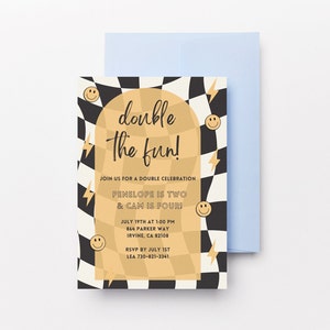 Double the Fun Birthday Invitation, Multiple Kids Birthday Invite ...