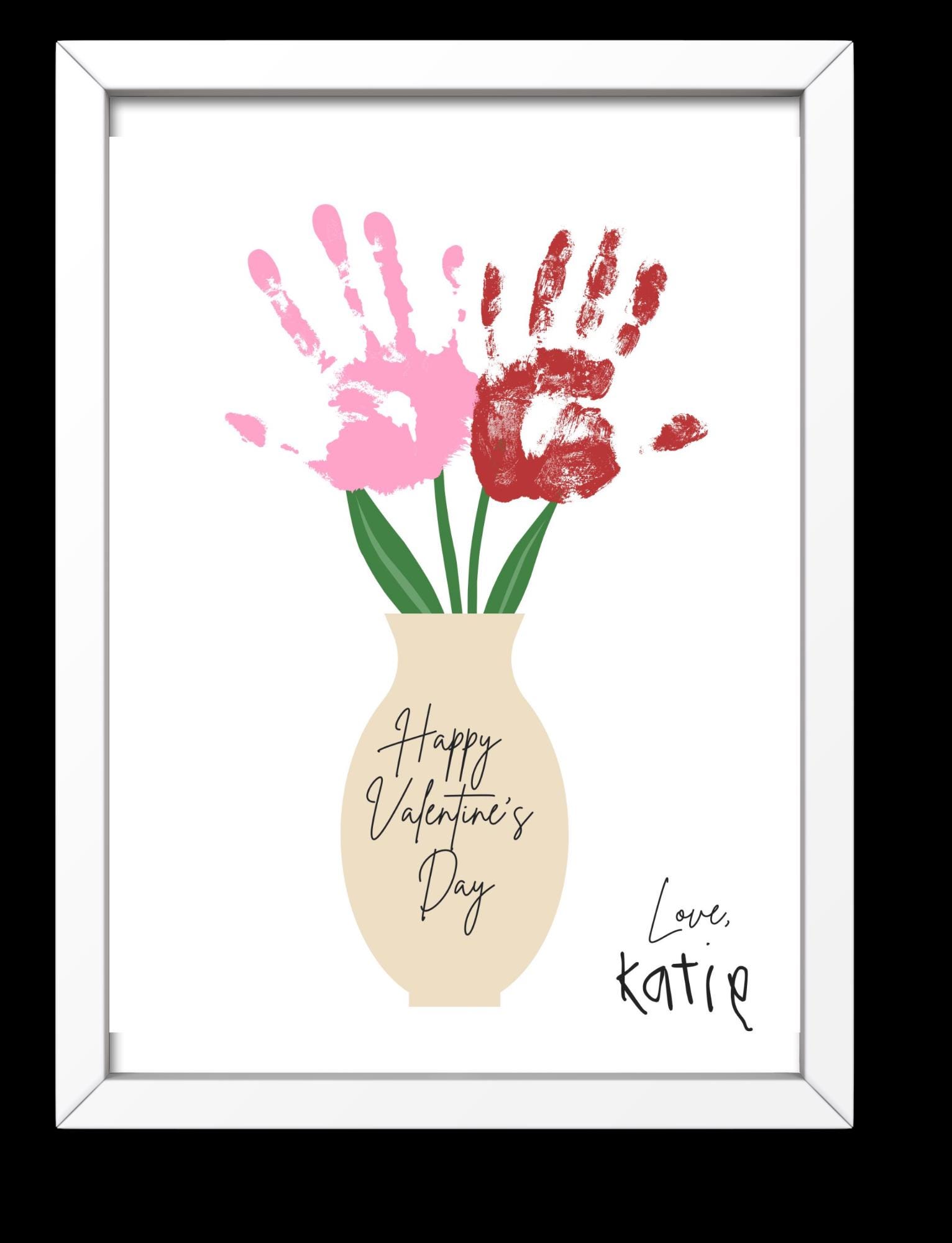 Valentines Day Handprint Craft, Valentines Day Printable Card, Kids ...