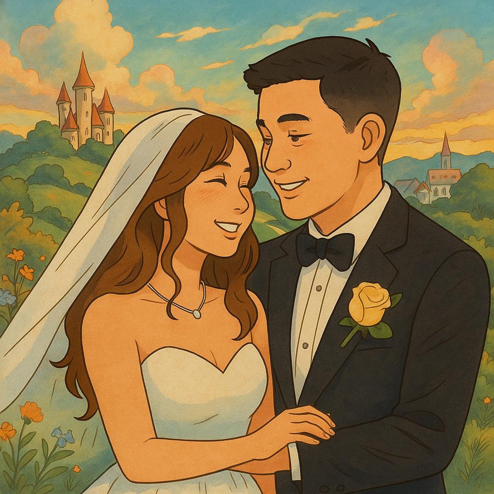 Custom Ghibli Inspired Portrait, Perzonalized Anime Style Portrait ...