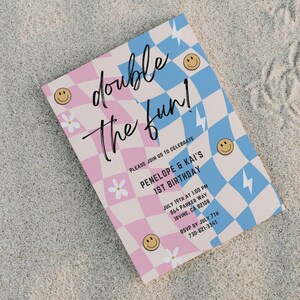 Double the Fun Birthday Invitation Template, Twin Birthday Invitation ...