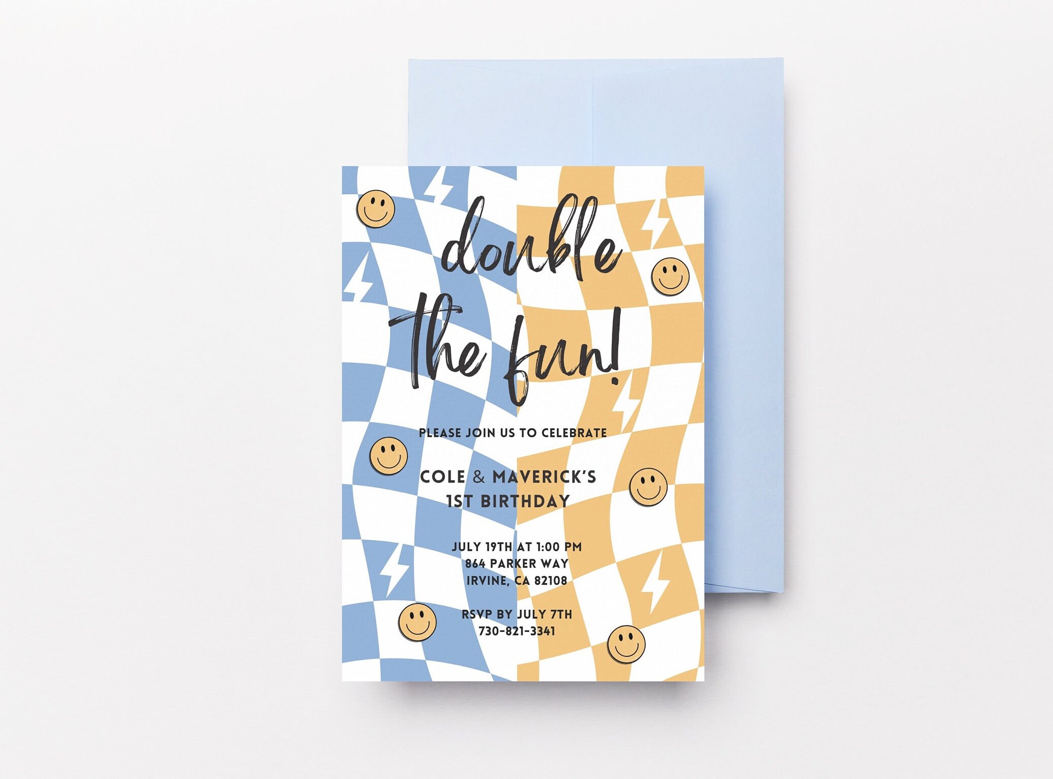 Double the Fun Birthday Invitation Template, Twin Birthday Invitation ...