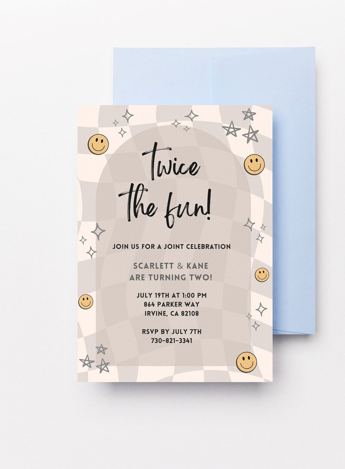 Twice the Fun Twin Birthday Invitation Template, Twin Birthday ...
