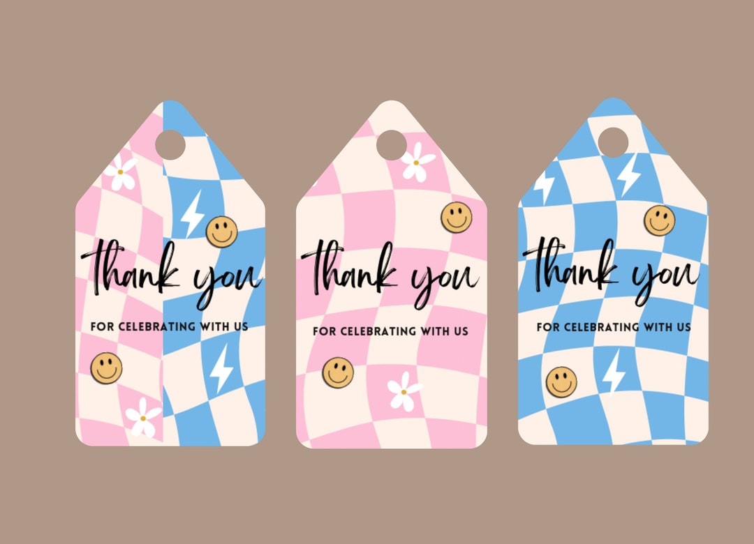 Twins Birthday Thank You Tags, Twins Party Favor Tags, Joint Birthday ...