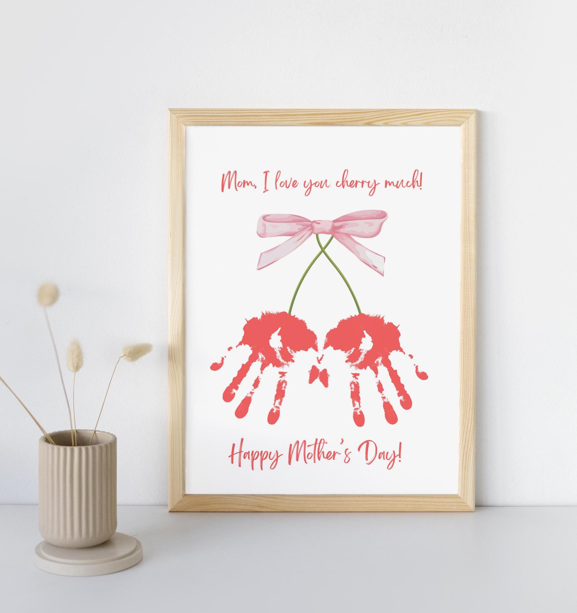 Mother's Day Handprint Craft, Cherry Handprint for Mom, Mother's Day ...