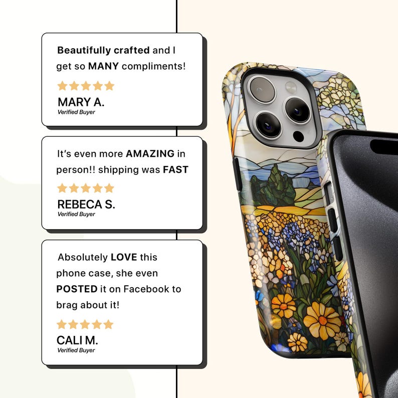 Stained Glass Flower Field Phone Case: Monet Art - Etsy
