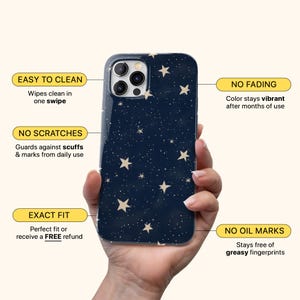 Starry Sky Phone Case Dark Blue Night Aesthetic Celestial Stars Cover ...