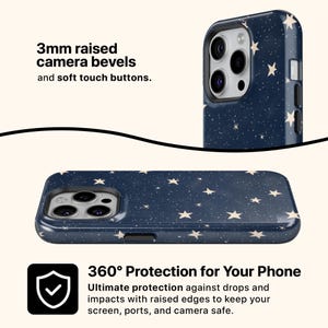Starry Sky Phone Case Dark Blue Night Aesthetic Celestial Stars Cover ...