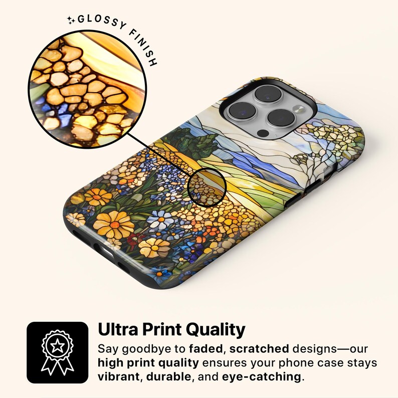 Stained Glass Flower Field Phone Case: Monet Art - Etsy