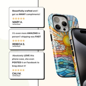 Stained Glass Phone Case Ocean Waves Colorful Sun Art Nature Inspired ...