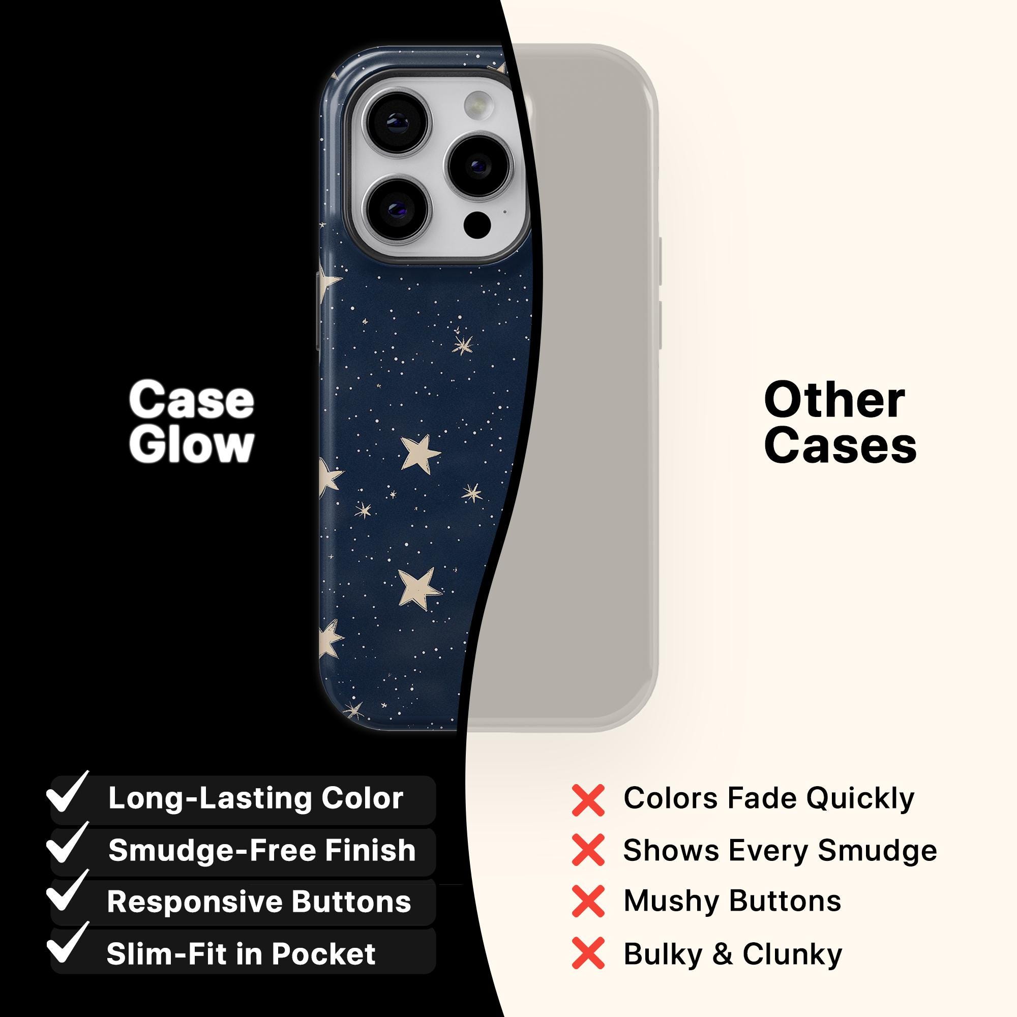 Starry Sky Phone Case Dark Blue Night Aesthetic Celestial Stars Cover ...