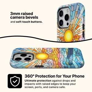 Stained Glass Phone Case Ocean Waves Colorful Sun Art Nature Inspired ...