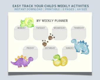 Dino Kids Weekly Planner - Etsy