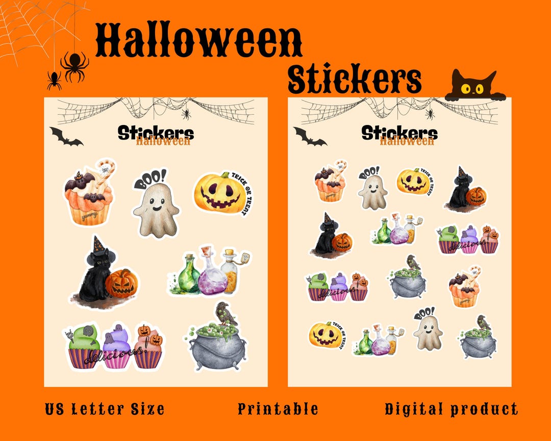 Halloween Sticker Sheet | Halloween Stickers | Scrapbook Stickers ...