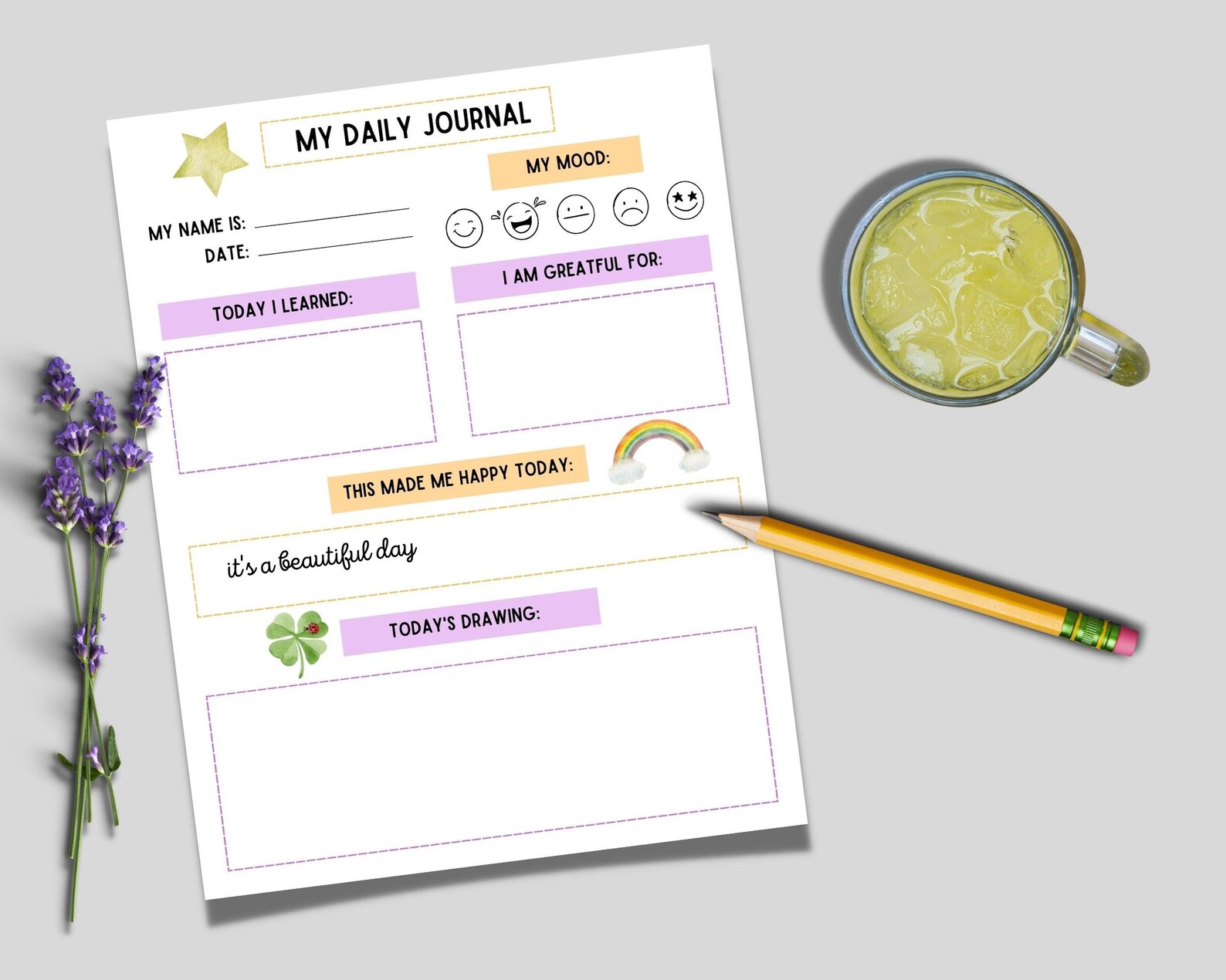 Kids Daily Journal Printable, Journal for Kids, Diary of Children, Kids ...