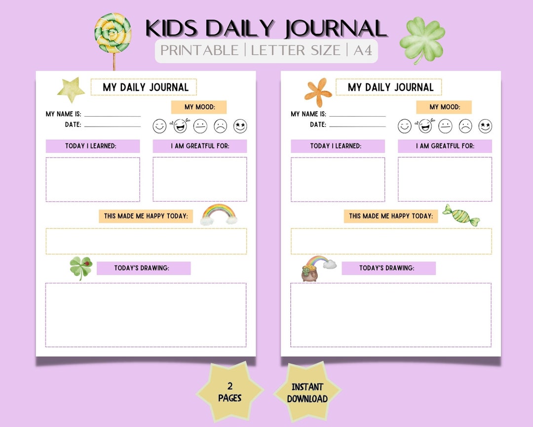 Kids Daily Journal Printable, Journal for Kids, Diary of Children, Kids ...