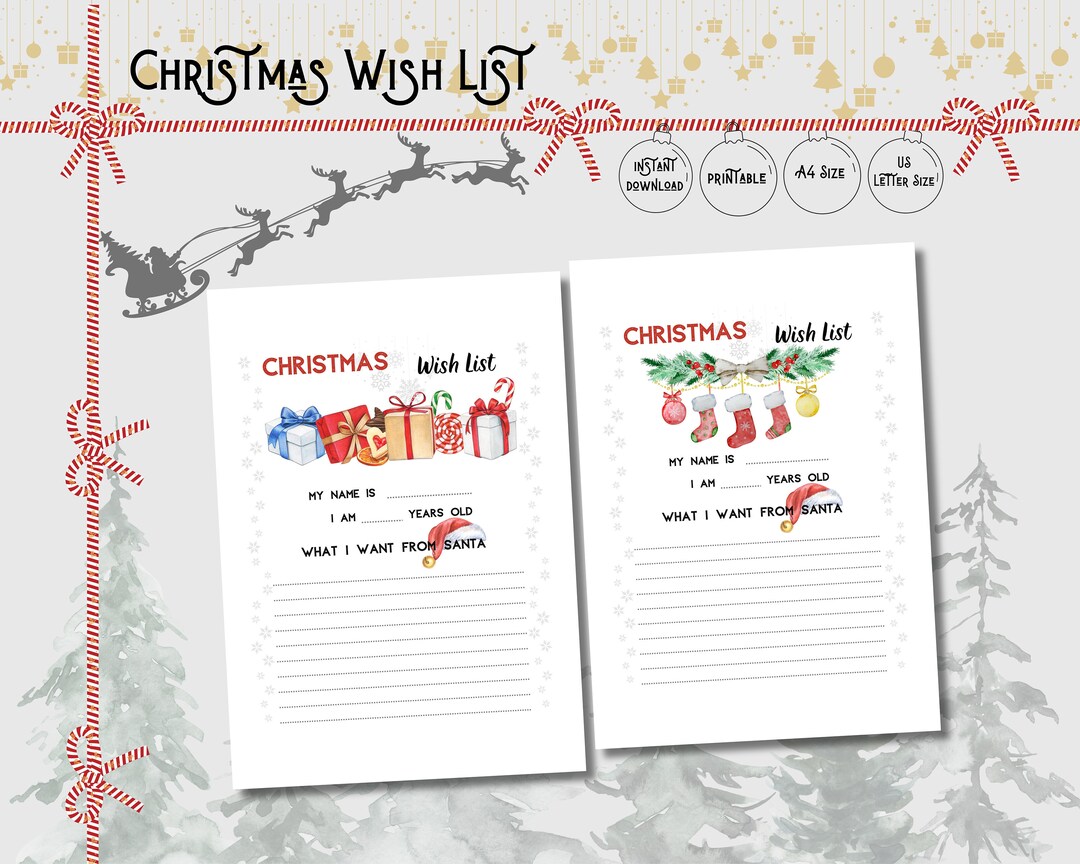 Christmas Wish List Printable | Printable Letter to Santa | Christmas ...