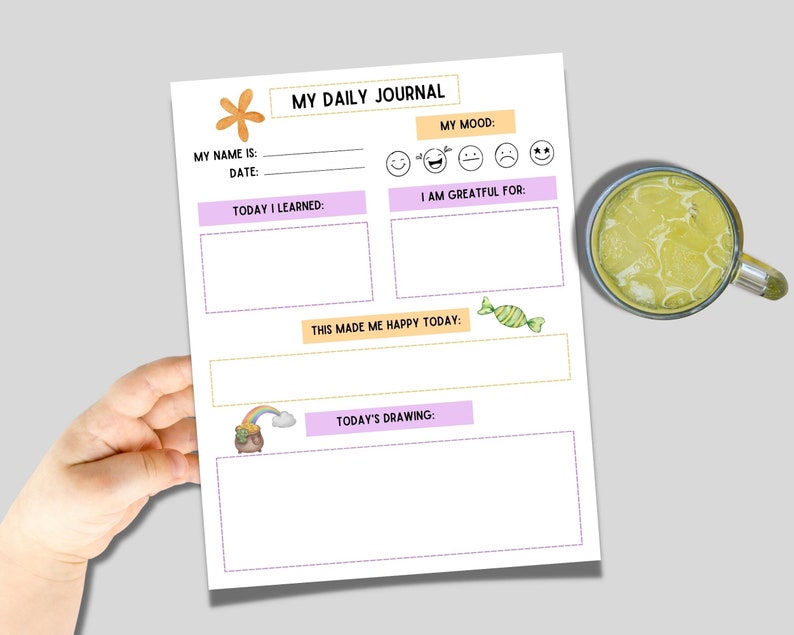 Kids Daily Journal Printable, Journal for Kids, Diary of Children, Kids ...