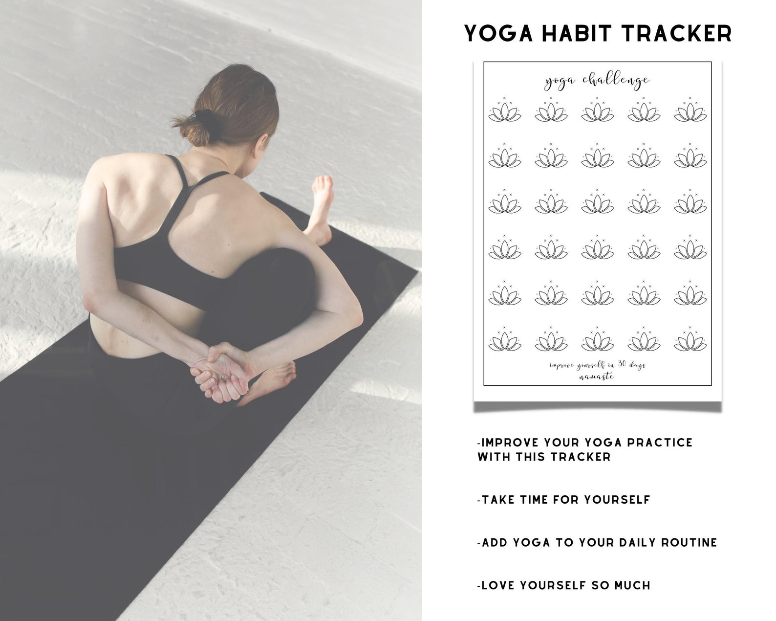 30 Day Yoga Challenge, Yoga Habit Tracker, Yoga Lifestyle, Daily Yoga ...
