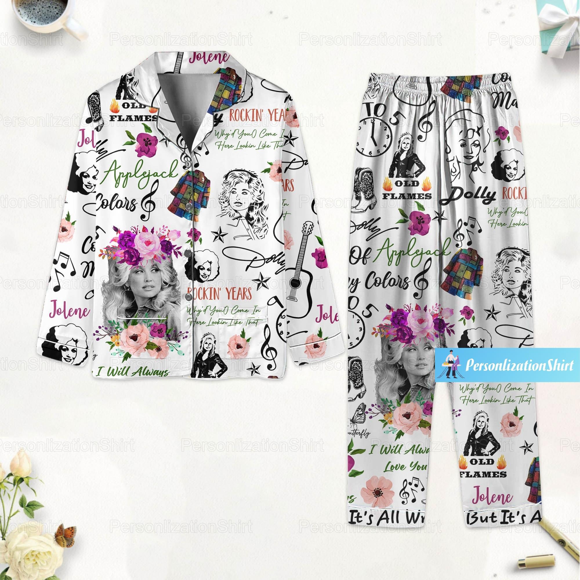 Christmas Holly Dolly Pajamas, Dolly Parton Pajamas Set, Holly Dolly ...