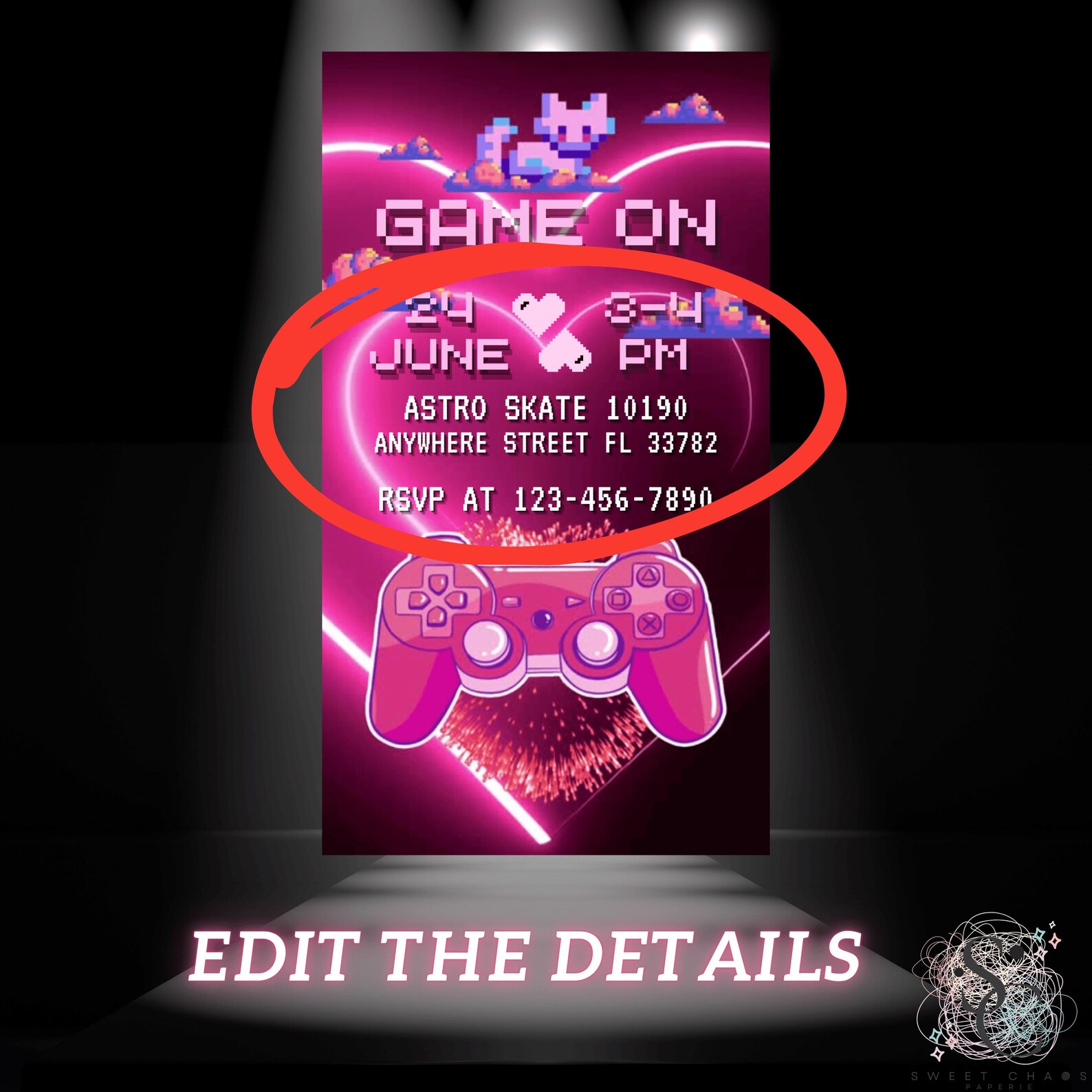 Editable Pink 8bit Video Game Party Invitation, Level up Birthday ...