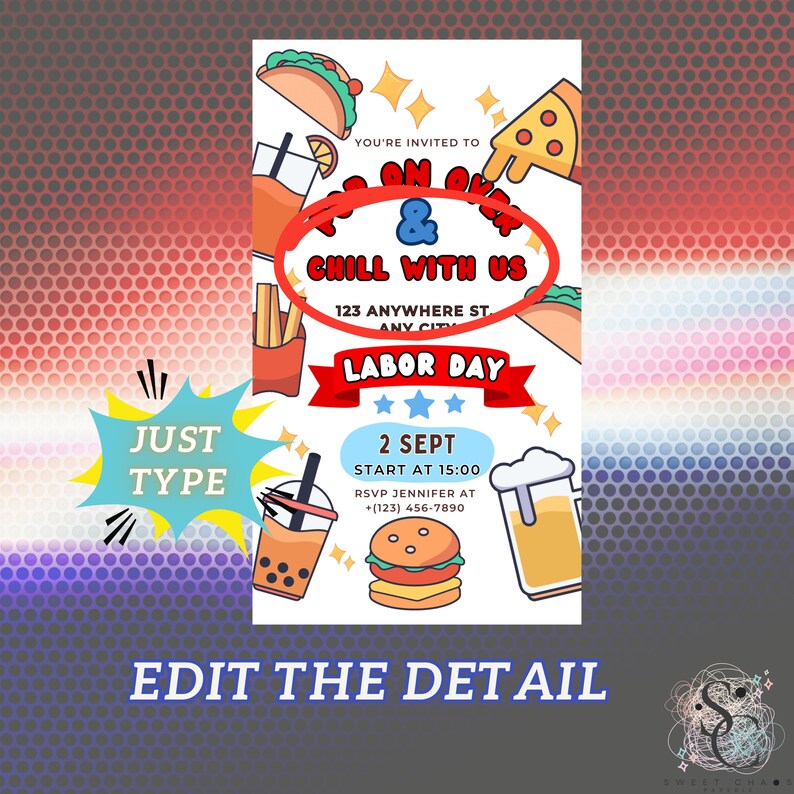 EDITABLE Labor Day Party Video Invitation Template, Foods and Drinks ...