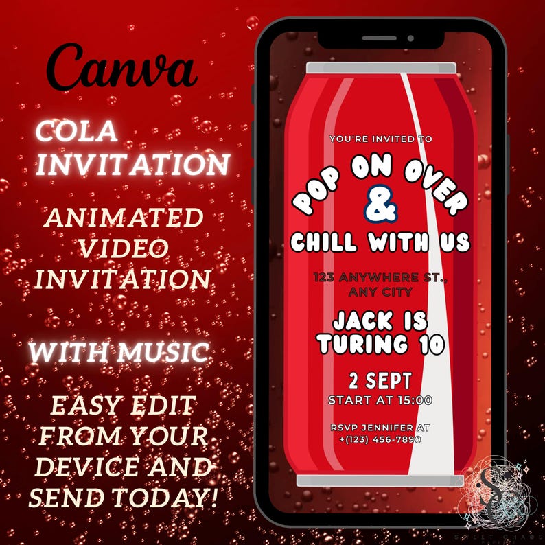 Cola Soda Pop Birthday Party Invitation, Custom Digital File Celebrate ...