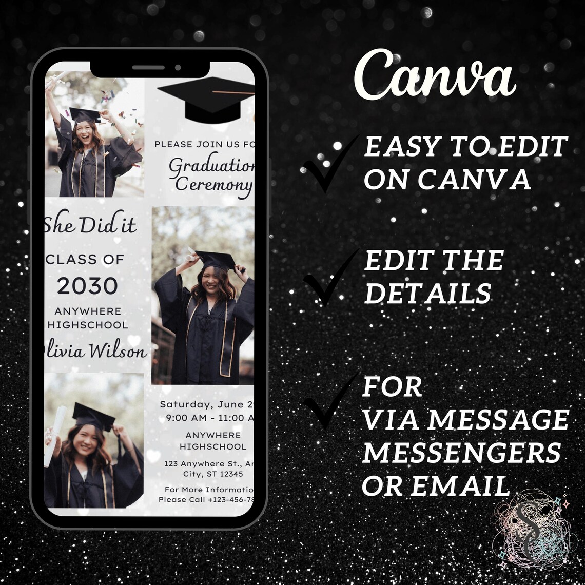 Editable White Graduation Invitation Template With Photo, Graduation ...