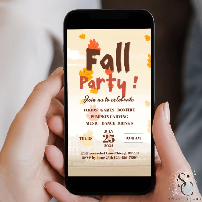 Editable Fall Party Video Invitation, Animated Fall Harvest Party Text ...