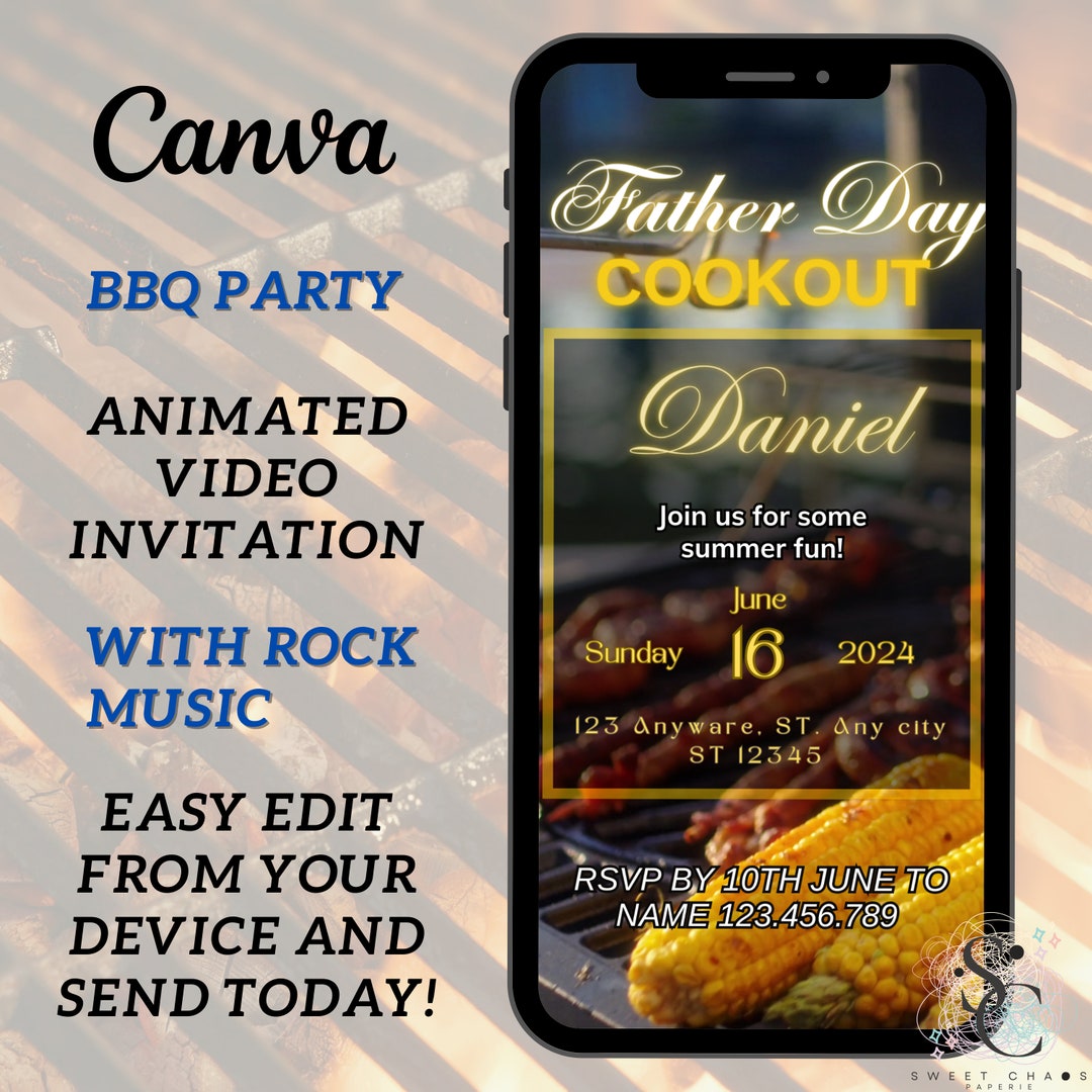 Father's Day Cookout Invitation. Digital Fathers Backyard Dads Summer ...