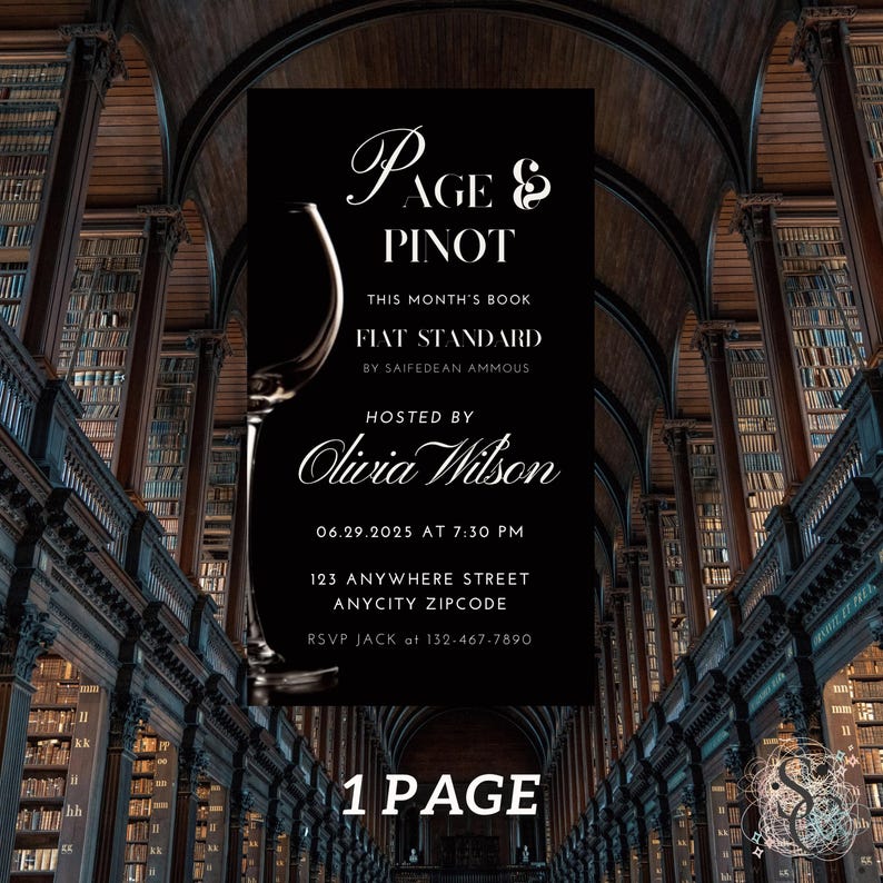 Editable Book Club Invitation Template, Pages and Pinot Invitation ...